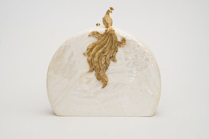 Phoenix Minaudiere in White Cabebe Shell – Neil Felipp